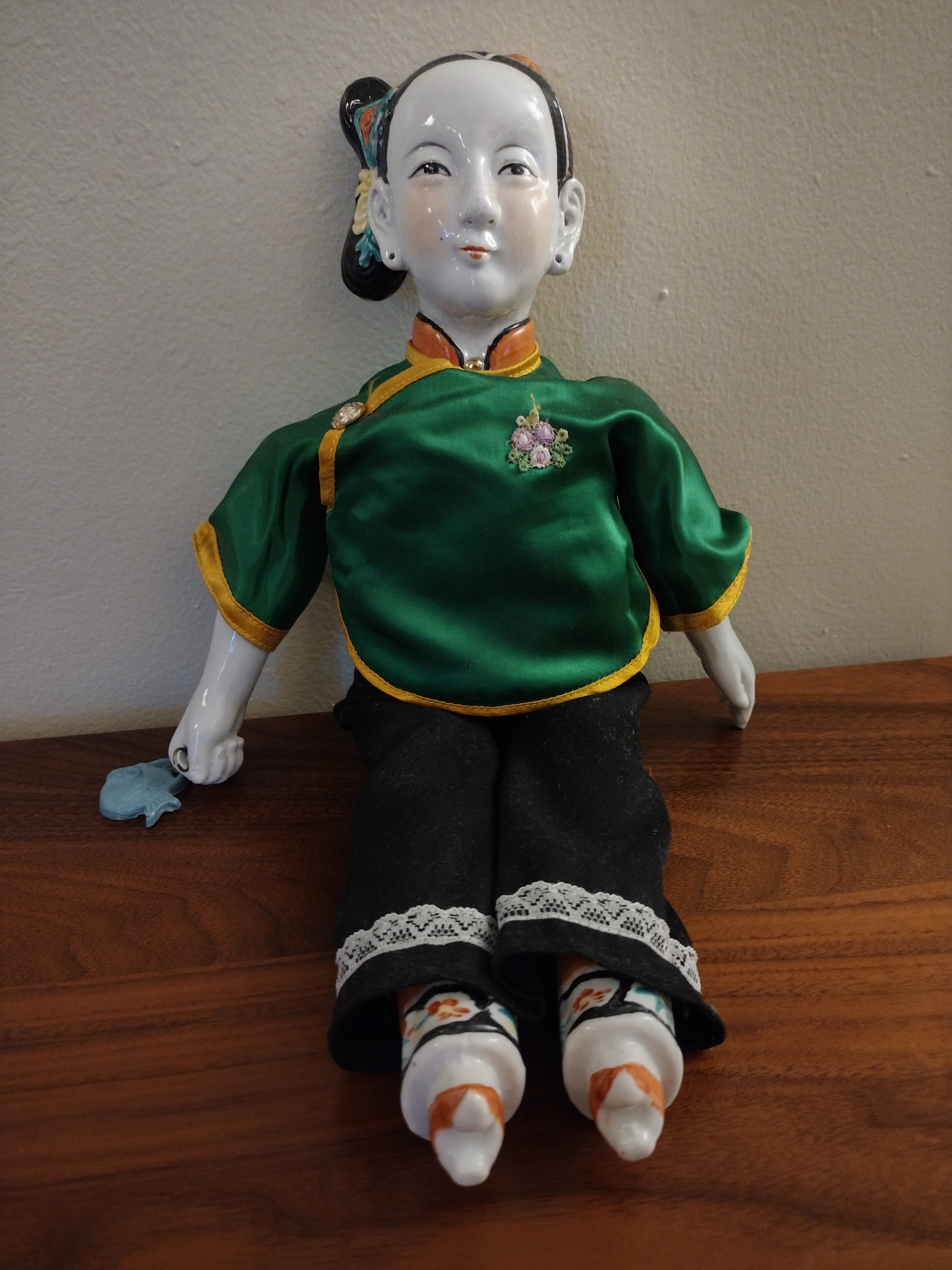 Vintage Antique Asian Porcelain Doll 14" - Holding Fish ...