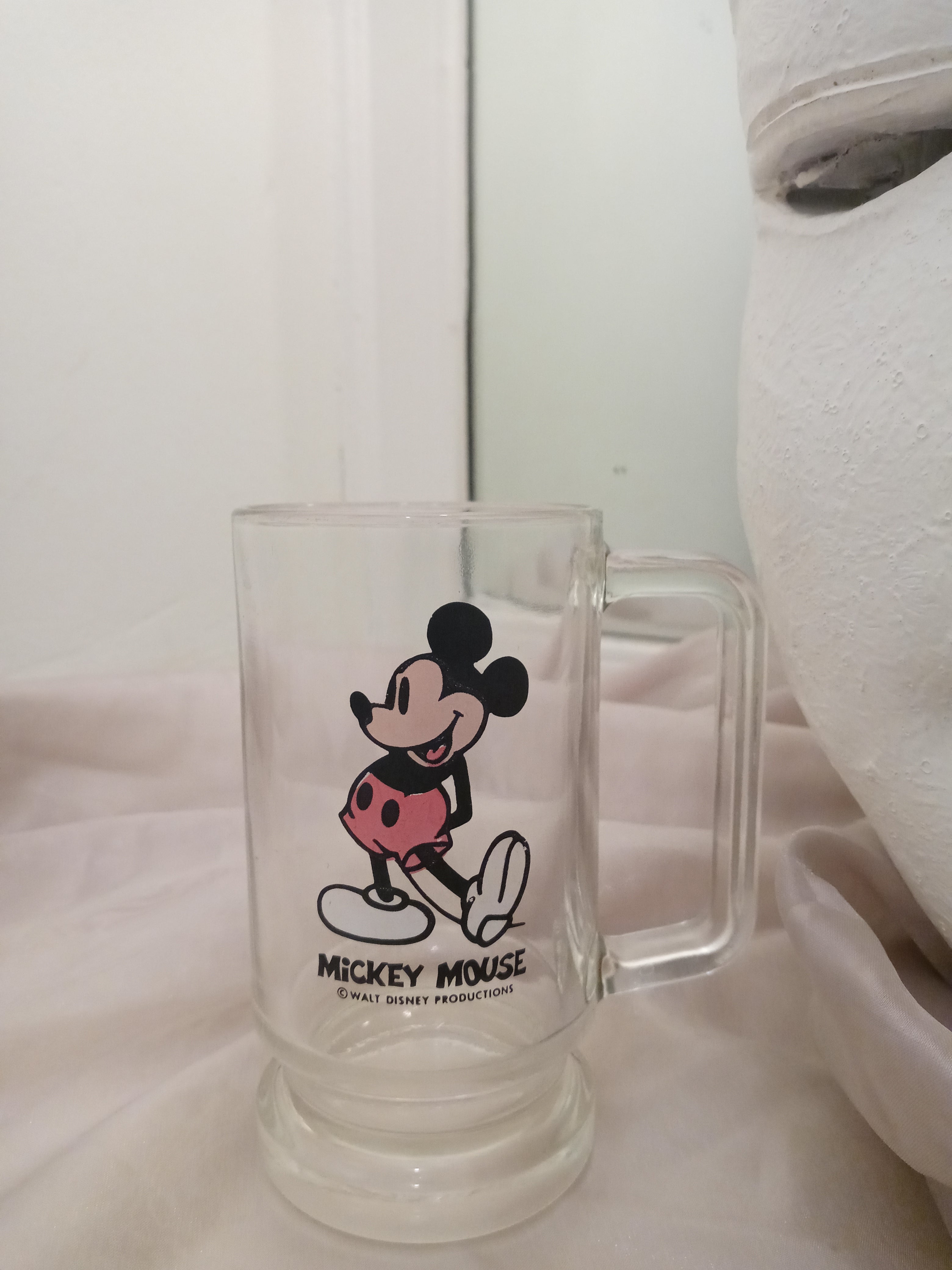 Vintage Walt Disney Productions Mickey Mouse Heavy Clear Glass ...